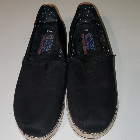 Skechers | Shoes | Bobs Sketchers 95w Black Memory Foam Slip On Shoes ...